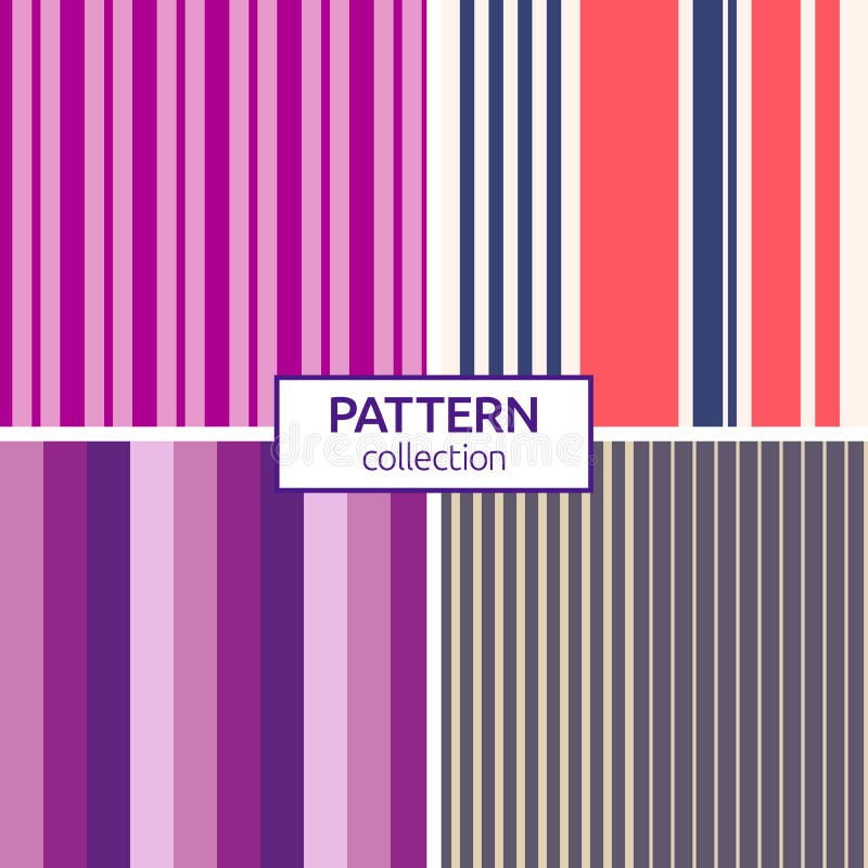 Set of Four Seamless Pattern of Vertical Stripes Stock Vector ...