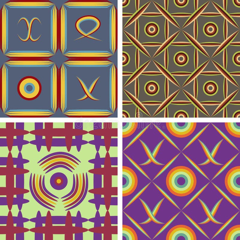 Set of Four Seamless Patterns Stock Vector - Illustration of creative ...