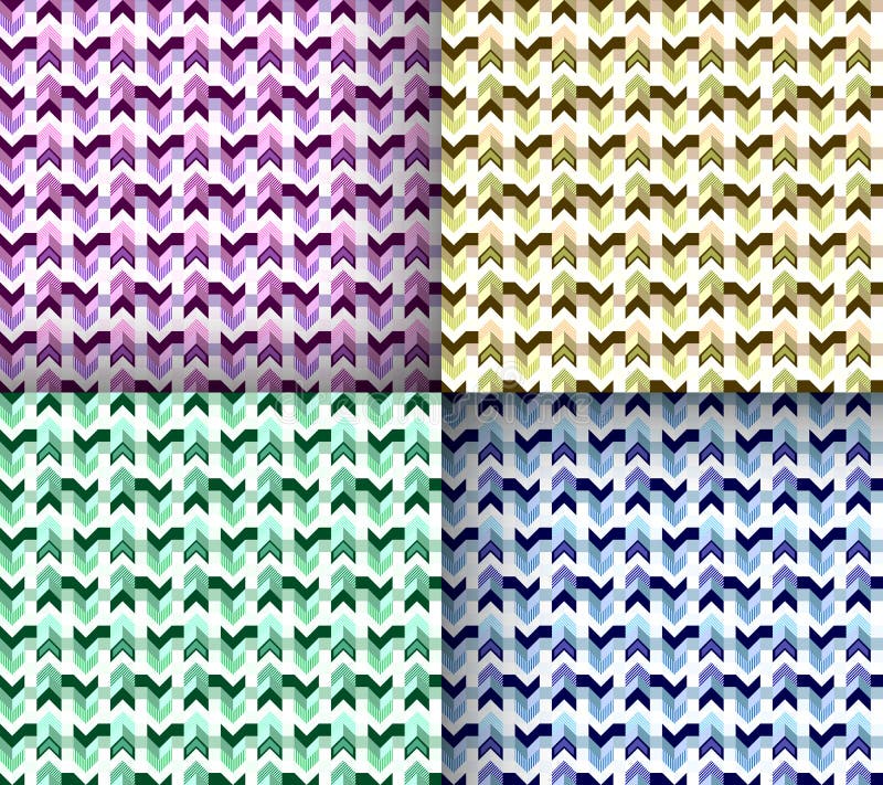 Set of Four Seamless Patterns Different Colours. Vector Illustration ...