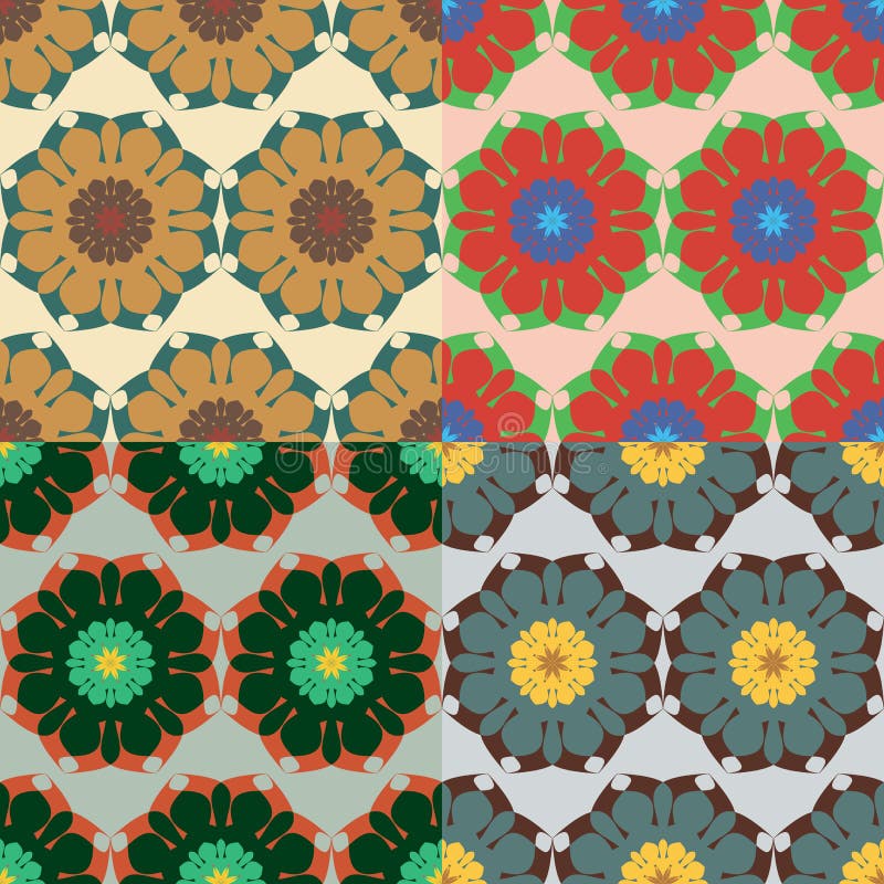 Set of Four Seamless Vector Patterns Stock Vector - Illustration of ...