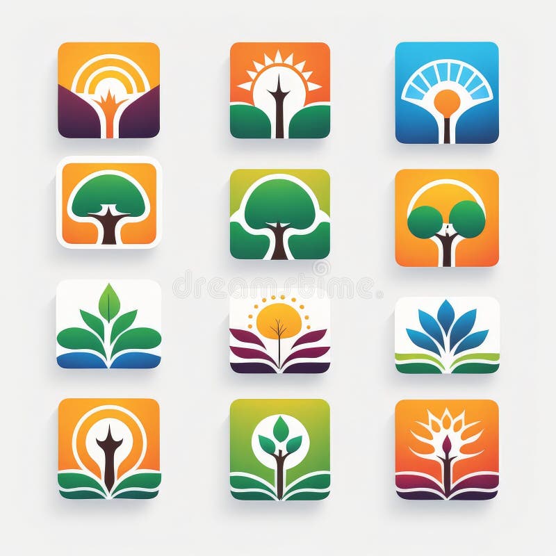 Set of four seasons icons stock illustration. Illustration of nature ...
