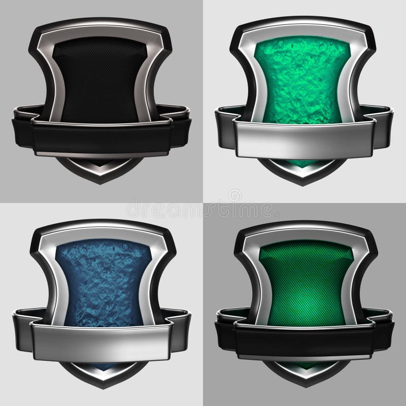 Set of Four Shield Coat of Arms Isolated Stock Illustration ...