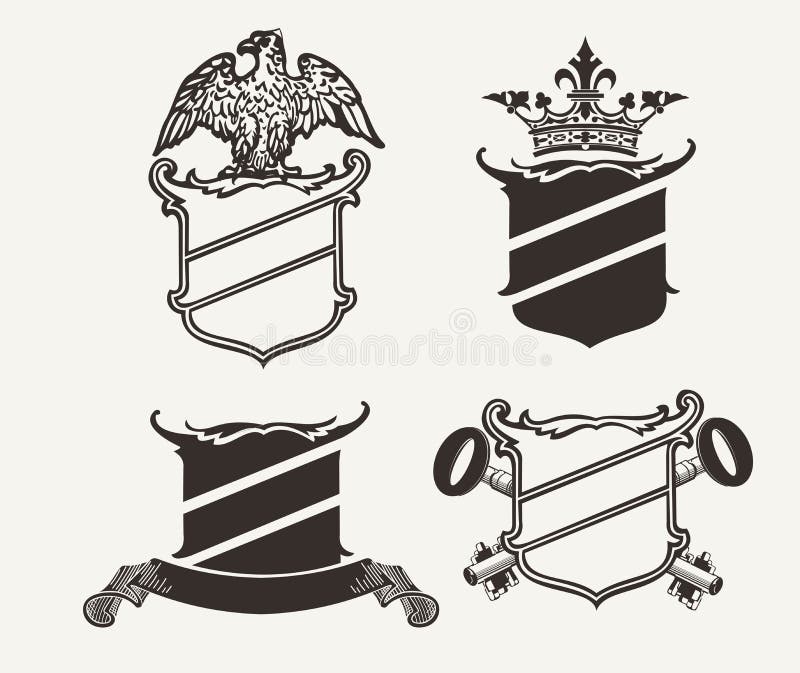 Set of shield heraldry stock vector. Illustration of feline - 55003058