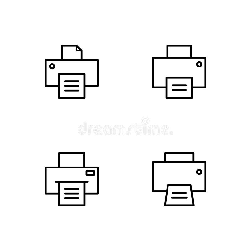 Printer Icon Set. Print Icon. Printer Sign and Symbol. 4 Icons. Stock ...