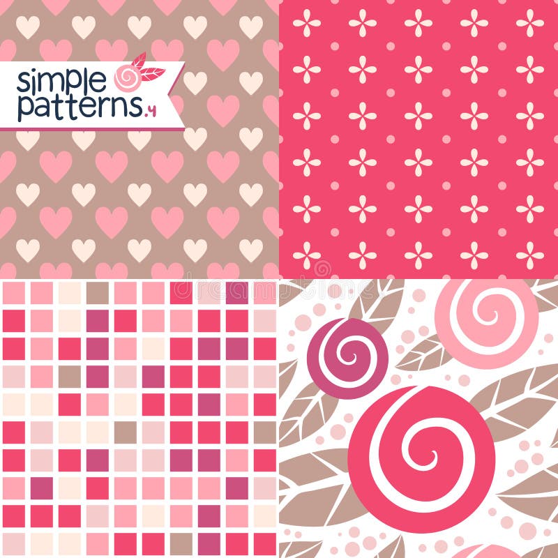 Set of Four Simple Seamless Patterns Stock Vector - Illustration of ...