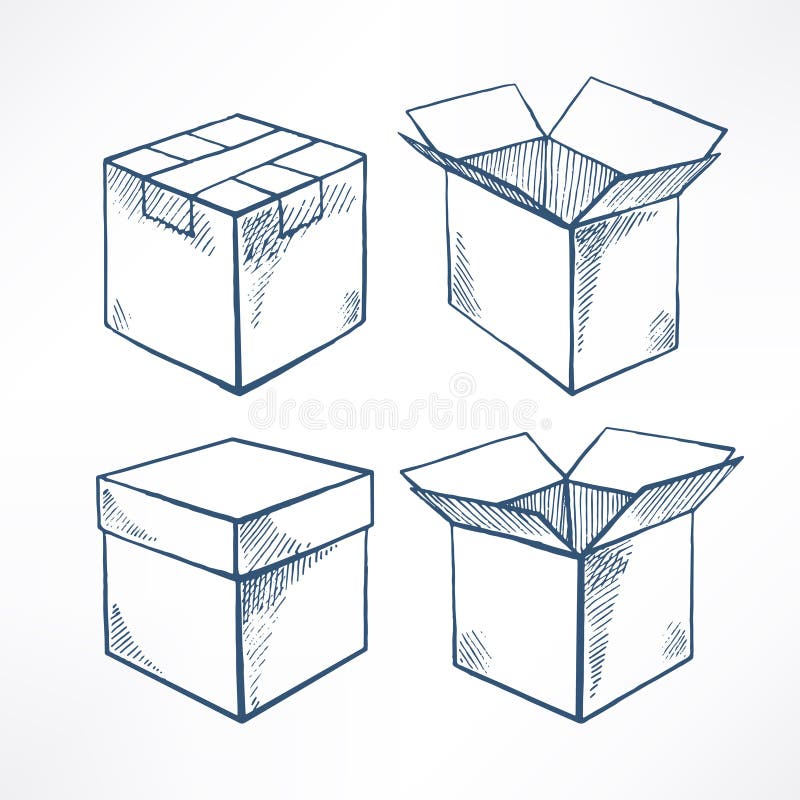 Set with four sketch boxes stock vector. Illustration of empty - 51417853