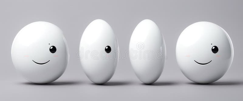 Set of Four Smiling Face Emojis in Various Poses Stock Illustration ...