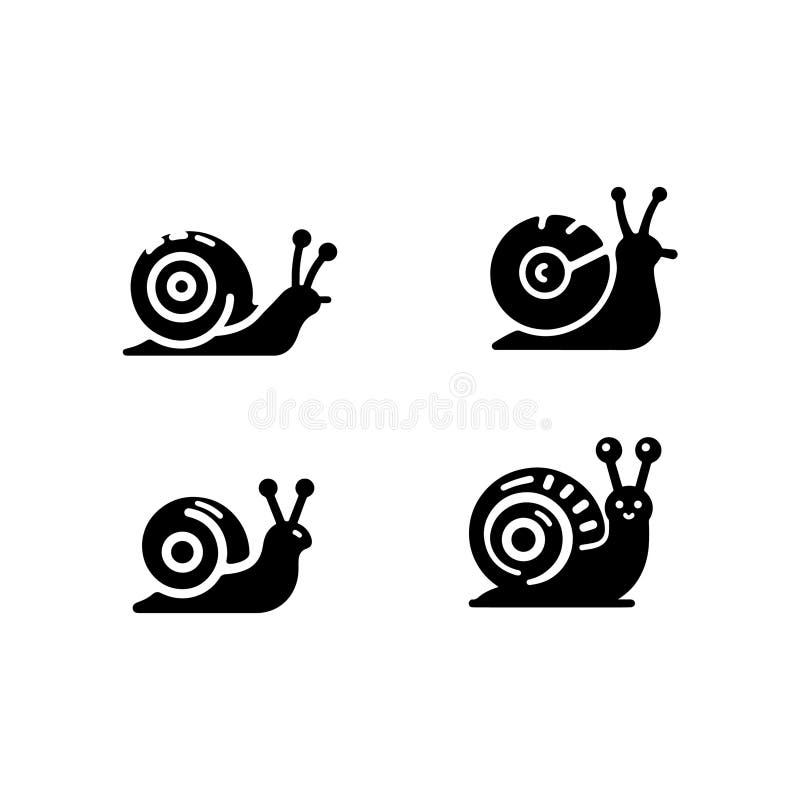 Set of four snail icons stock vector. Illustration of diagram - 357347651