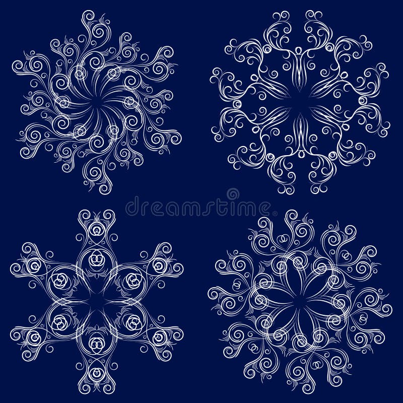 Set of four snowflakes stock vector. Illustration of decoration - 6453609
