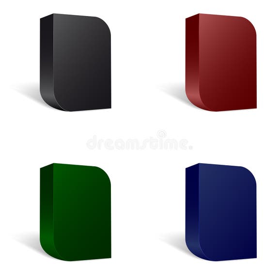 Set of Four Software Package Boxes with Rounded Corners Stock Vector ...