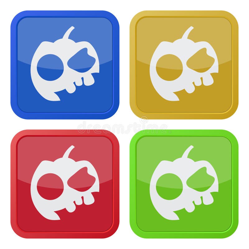 Set of Four Square Icons with Halloween Pumpkin Stock Vector ...