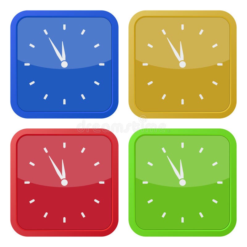 Set of Four Square Icons with Last Minute Clock Stock Vector ...