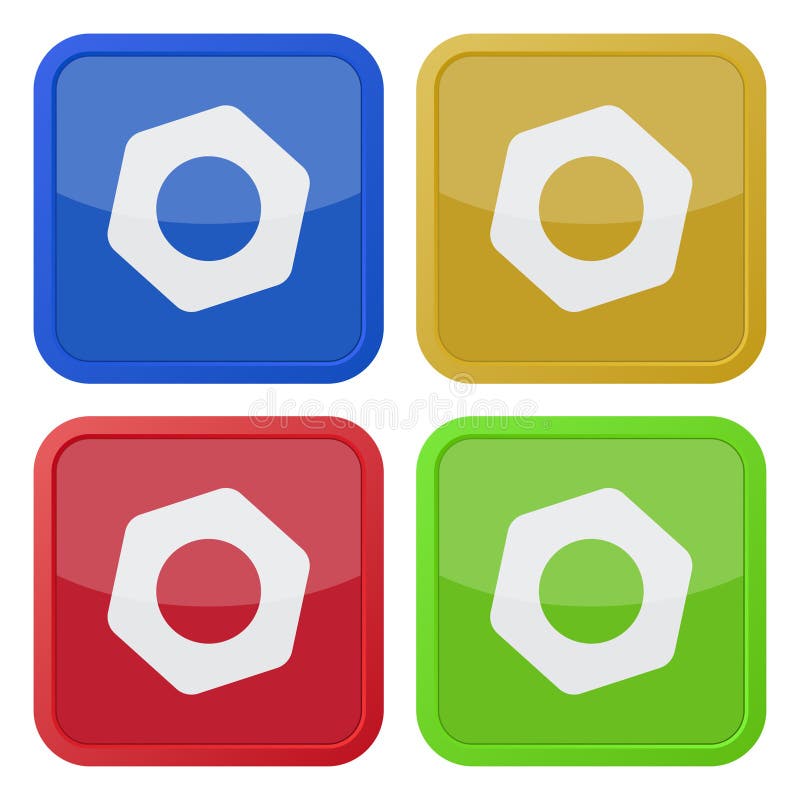 Set of Four Square Icons with Nut Stock Vector - Illustration of ...