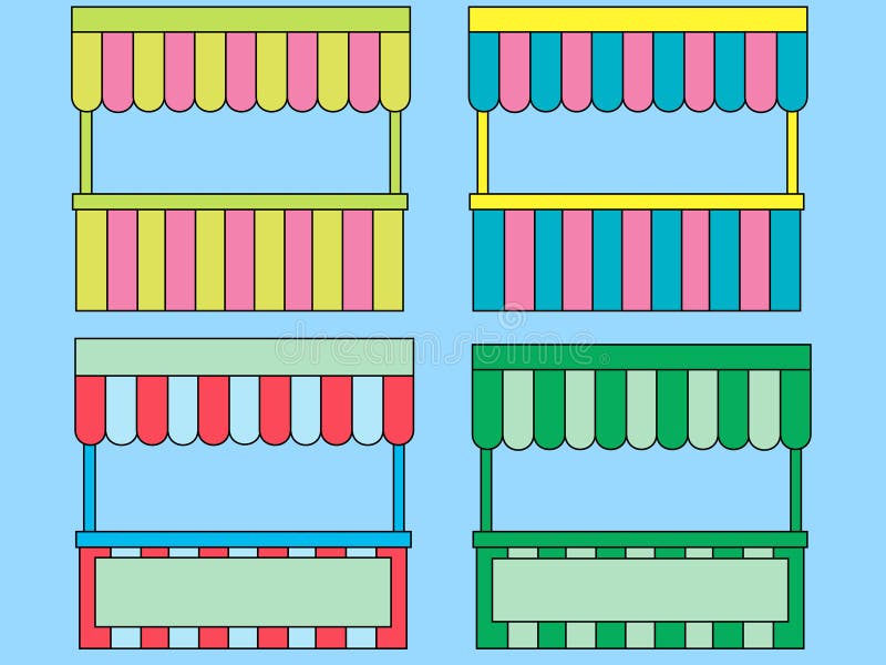 Set of Four 4 Stationary Food Stalls (Vector) Stock Vector ...