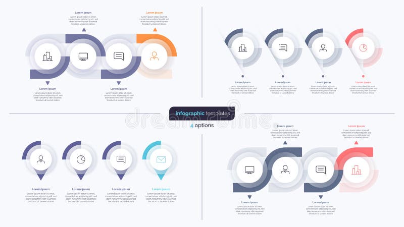Set of Four Step Business Infographic Design Templates. Vector ...