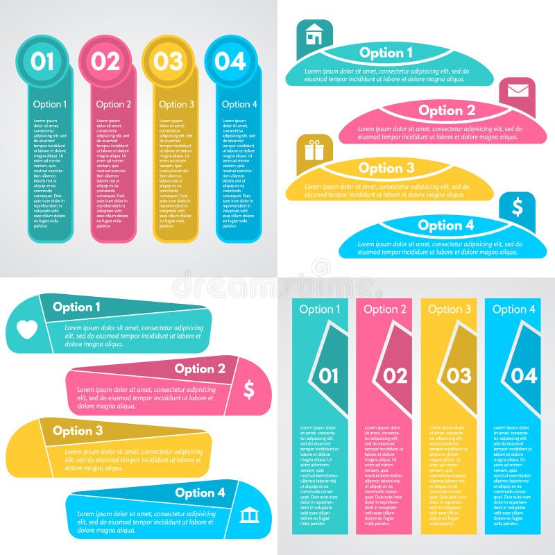 Set of Four Step by Step Infographic Design Stock Vector - Illustration ...
