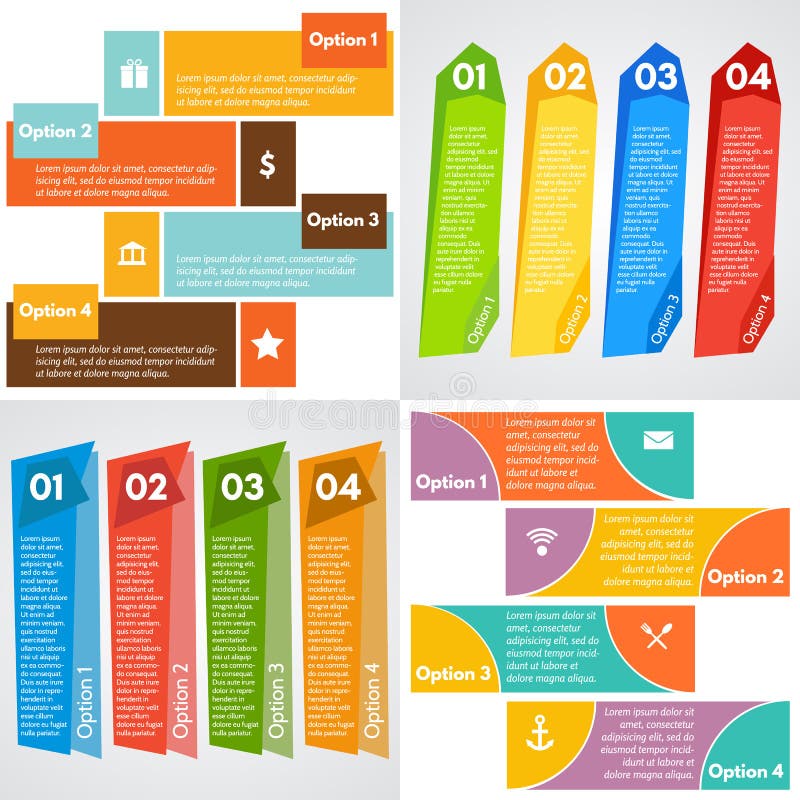 Set of Four Step by Step Infographic Design Template Stock Vector ...