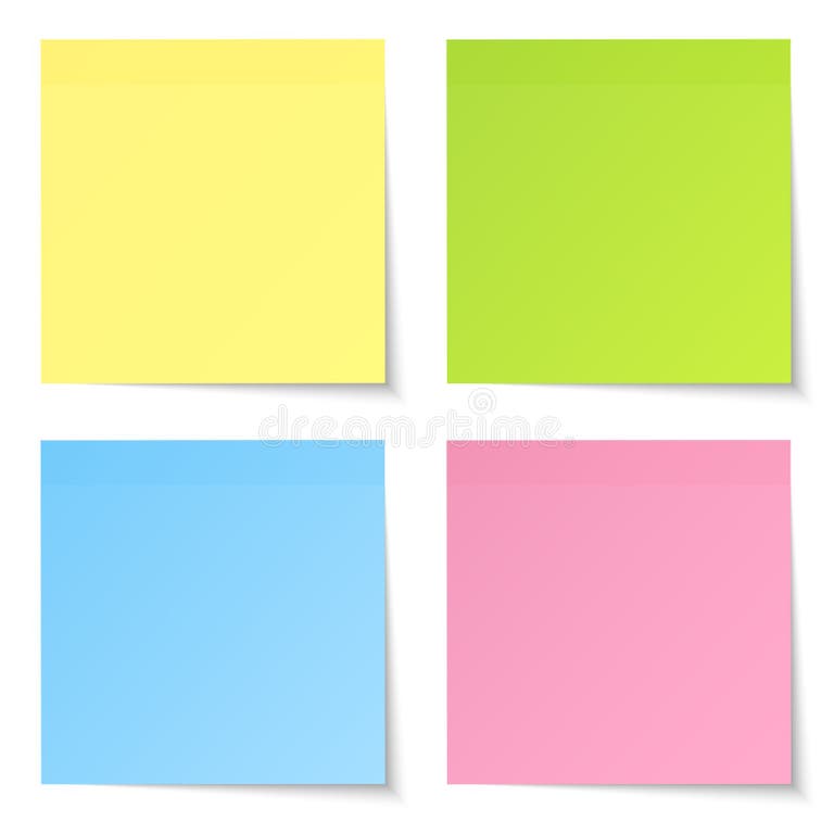Set of Four Straight Sticky Notes Same Shape Color Mix Stock Vector ...