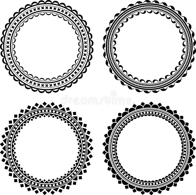 Set of Four Stylish Round Frames Stock Vector - Illustration of frame ...