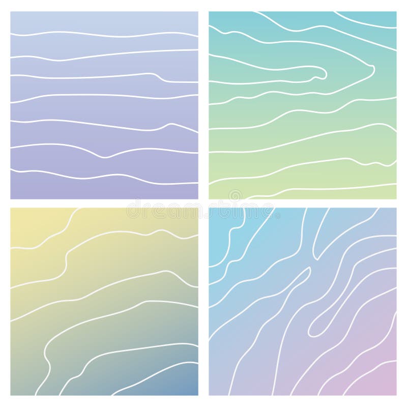 Set of Four Subtle Marine Square Backgrounds. Calm Light Gradient of ...