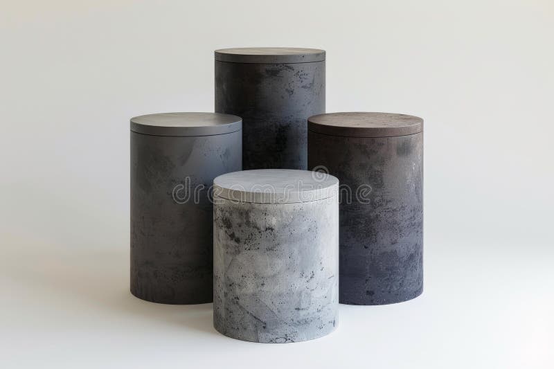 Modern Concrete Cylinders on White Background Stock Illustration ...