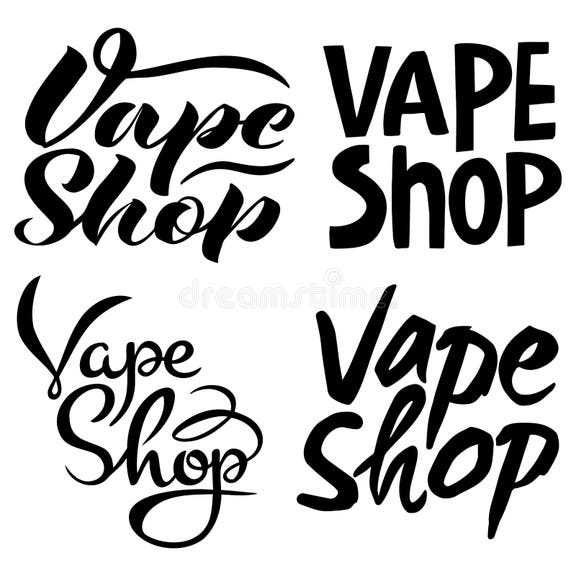 Set of Four Vape Shop Vector Labels Stock Vector - Illustration of shop ...