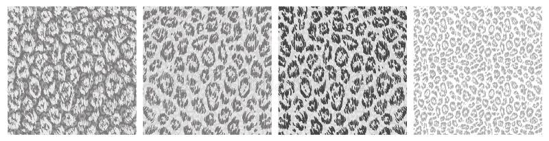 Monochrome Leopard Print Patterns. Set of Vector Seamless Backgrounds ...