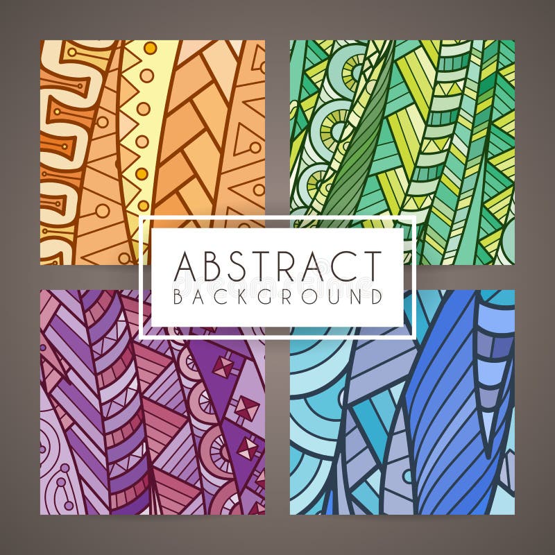 Set of Four Vector Colorful Intricate Patterns. Doodle Stock Vector ...