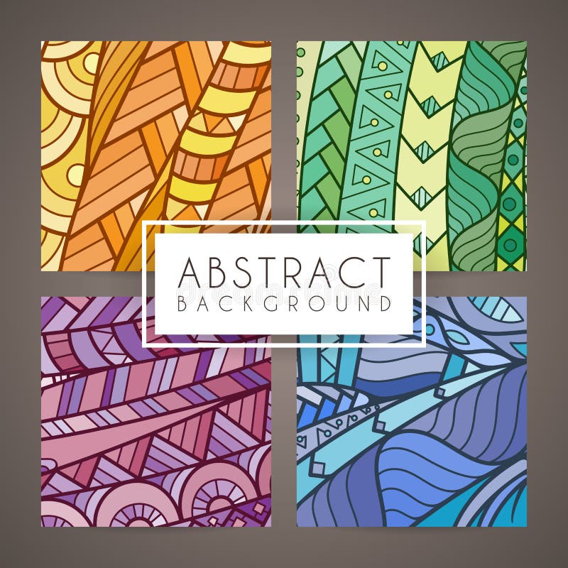 Set of Four Vector Colorful Intricate Patterns. Doodle Stock Vector ...