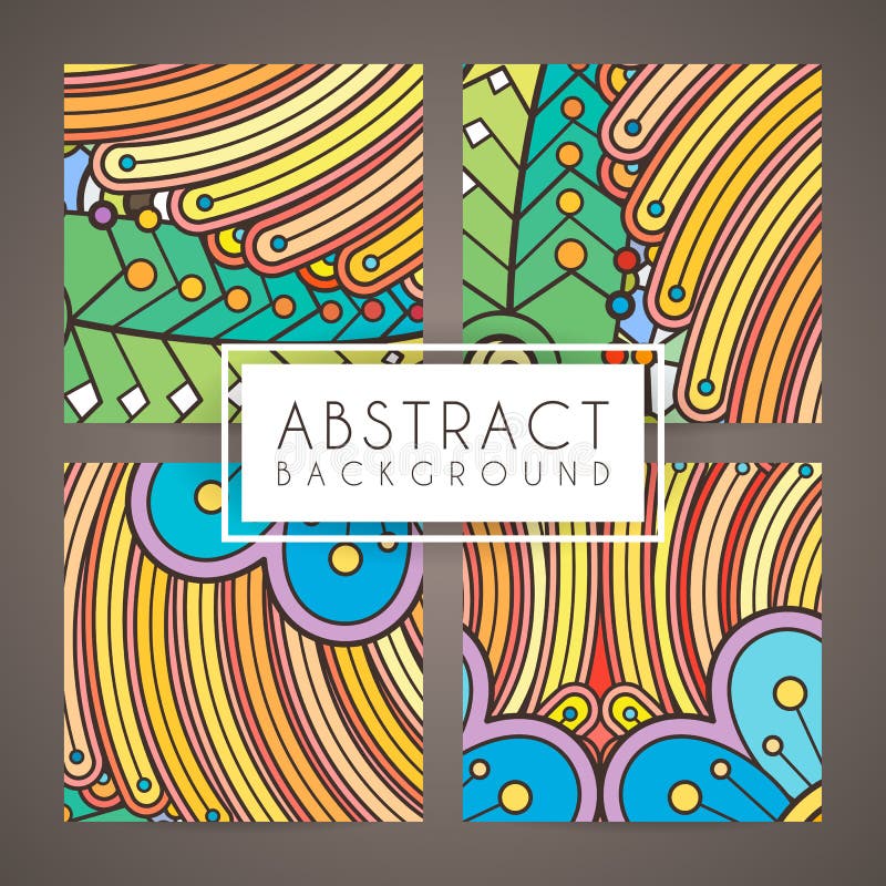 Set of Four Vector Colorful Intricate Patterns. Doodle Stock Vector ...