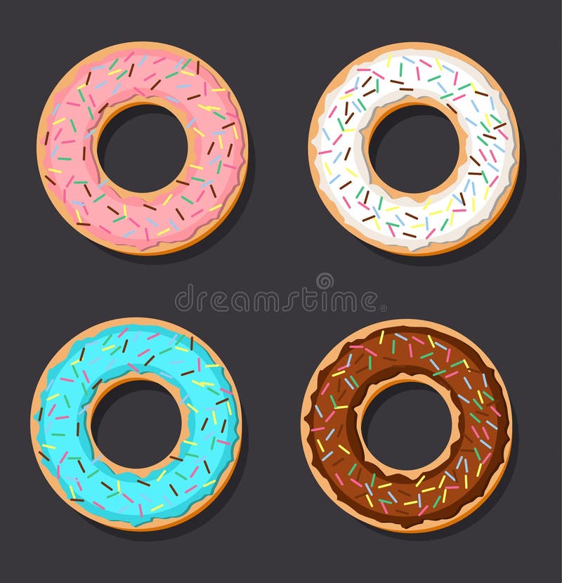 Set of four vector donuts stock vector. Illustration of food - 85508581