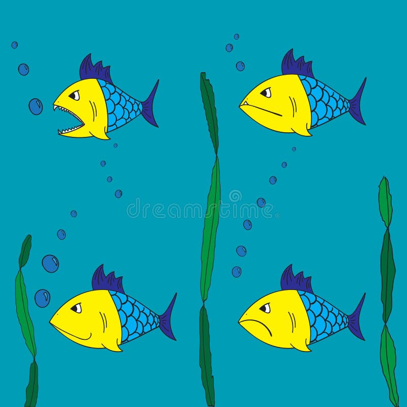 Four fish underwater stock vector. Illustration of seaweed - 108246885