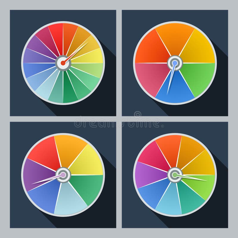 Set of Four Vector Icons with Color Circles Stock Vector - Illustration ...