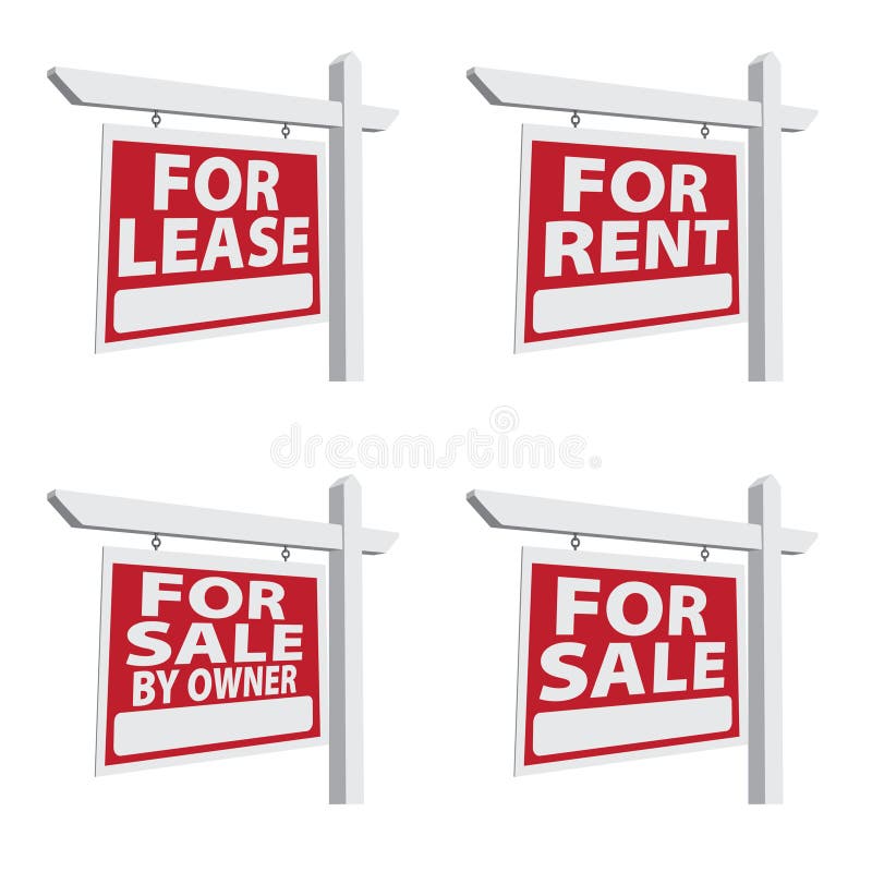Set of Four Vector Real Estate Signs Stock Vector - Illustration of ...