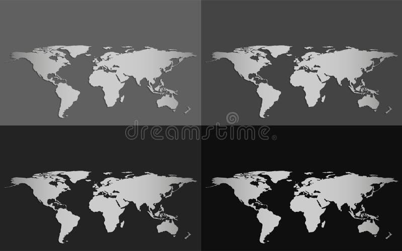 Grayscale world map stock illustration. Illustration of grey - 1043489