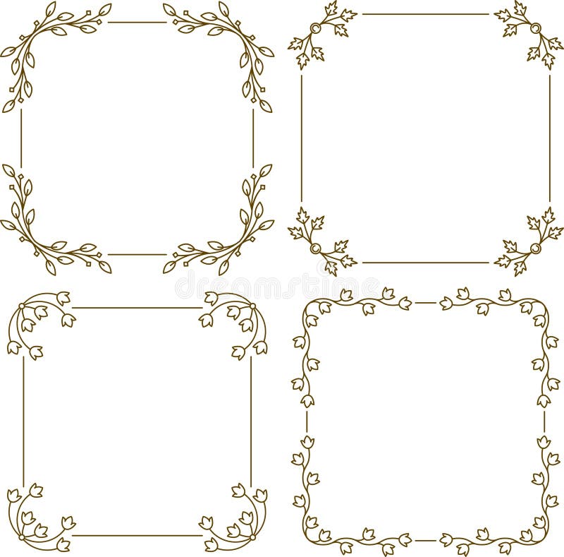 Set of Four Vintage Frame with Empty Place for Your Text or Other ...