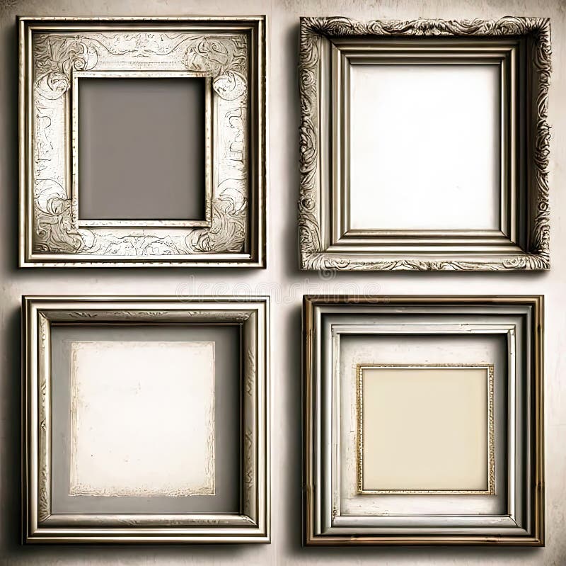 A Set of Four Vintage Silver Blank Frames Stock Illustration ...