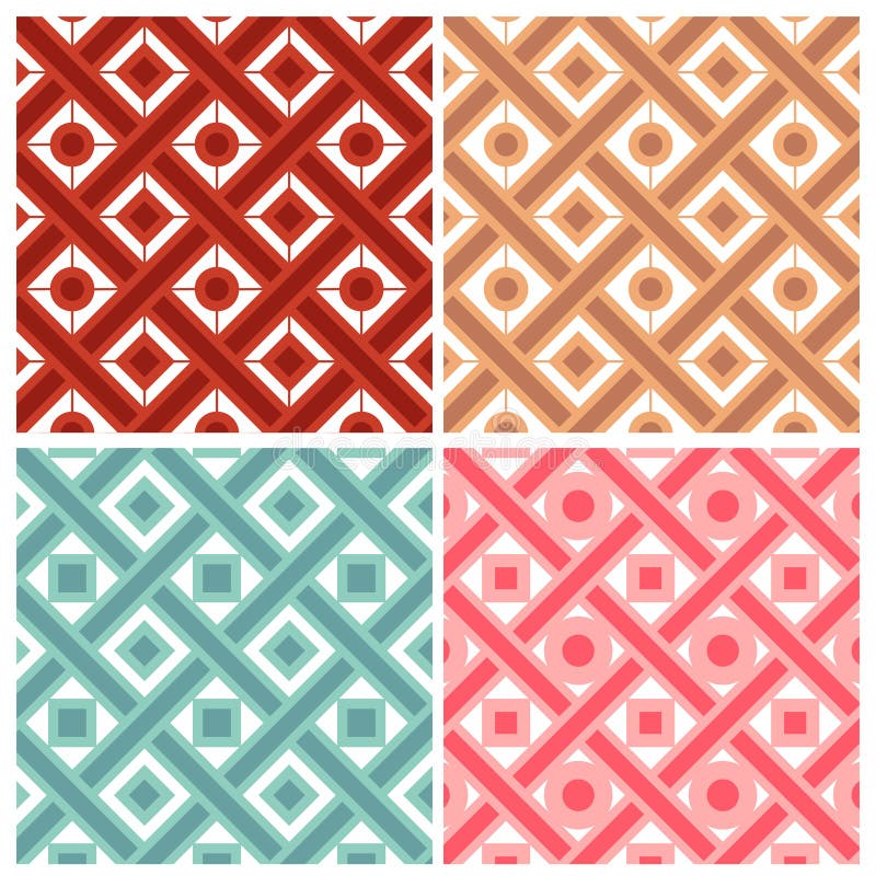 Set of Four Weave with Circle and Square Patterns in Indian Style Stock ...