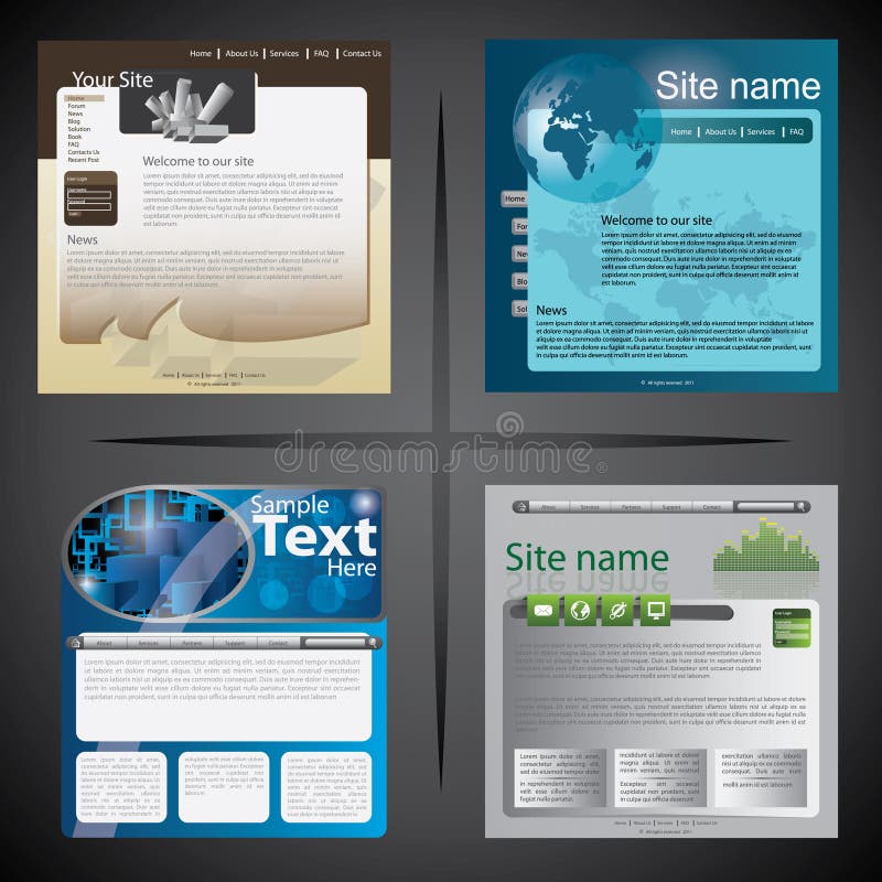 Set of Four Website Templates Stock Vector - Illustration of icon ...