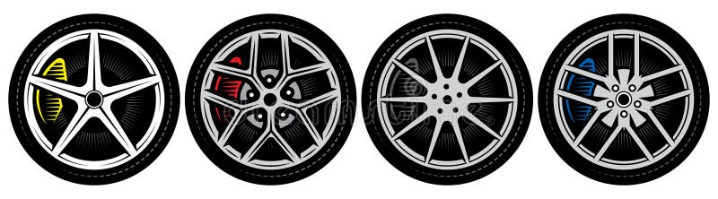 A Set of Four Wheels with Different Rims. Template for Design Stock ...