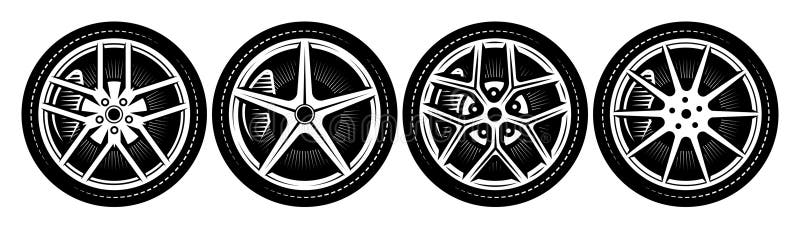 A Set of Four Wheels with Different Rims. Template for Design Stock ...