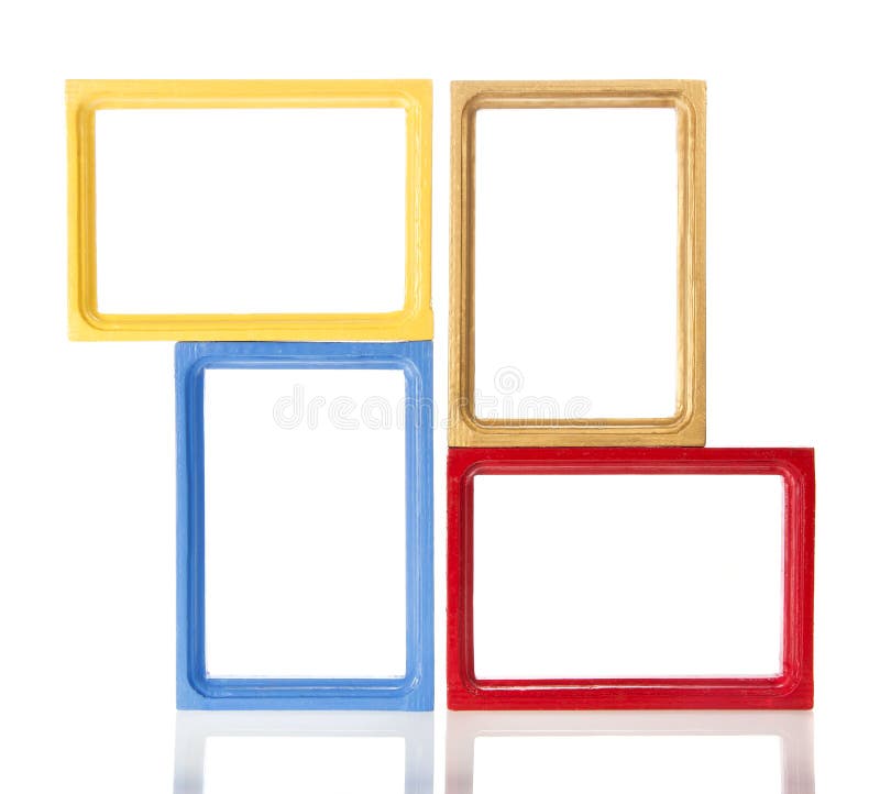 Set of Four Wooden Framework for Photo Stock Image - Image of design ...