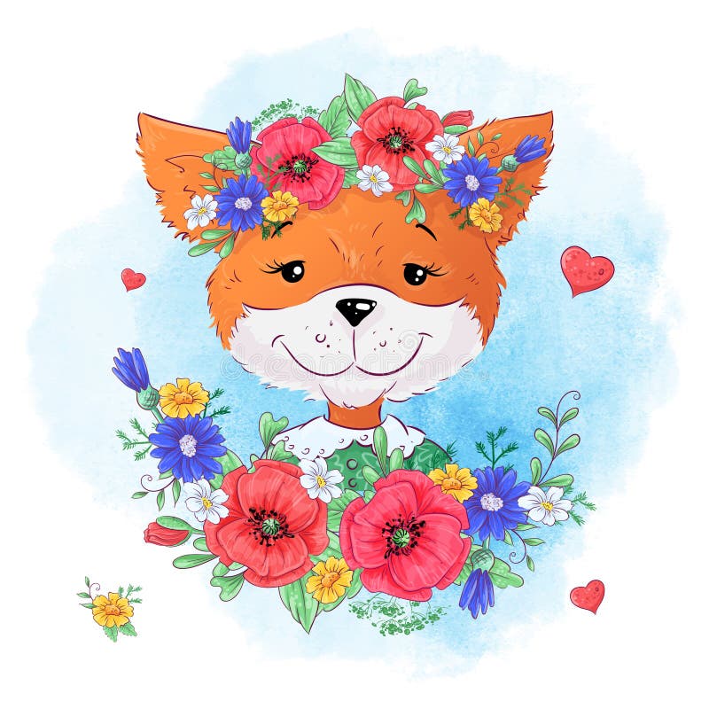 Set of Fox Flowers. Hand Drawing Vector Illustration Stock Vector ...