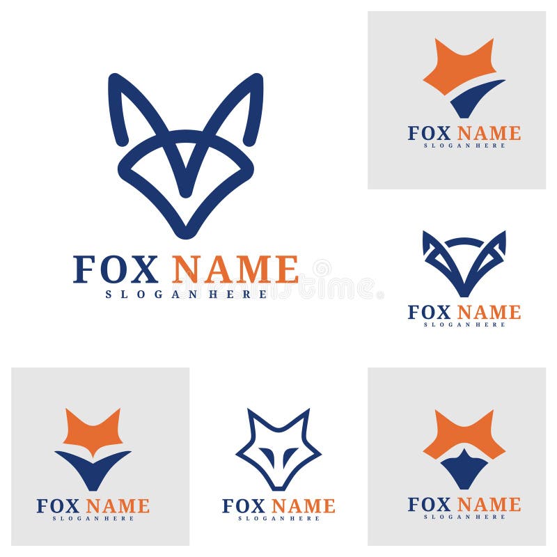Set of Fox Logo Vector Template, Creative Fox Head Logo Design Concepts ...
