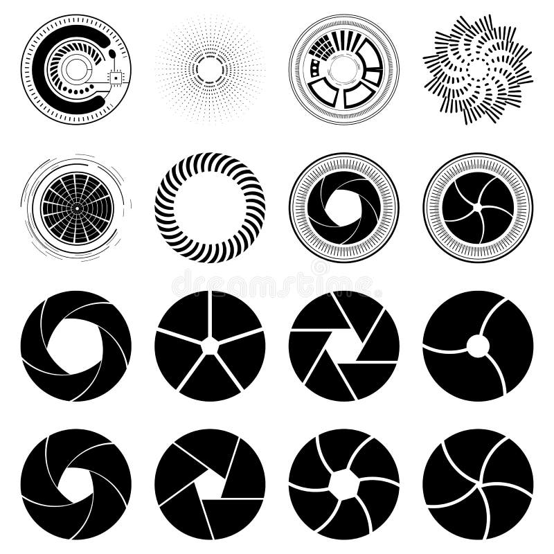 Set Fractal and Swirl Shape Element. Vintage Monochrome Differen Stock ...