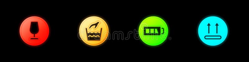 Set Fragile Broken Glass, Hand Wash Laundry, Battery and Temperature ...