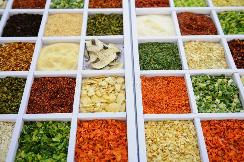 Set of Fragrant Spices and Vegetables Top View. Stock Photo - Image of ...