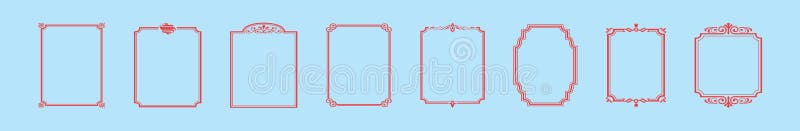 Set of Frame Cadre Cartoon Icon Design Template with Various Models ...