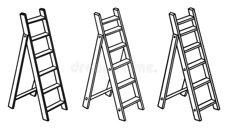 Set of a-Frame Step Ladders for Construction and DIY Vector Design ...