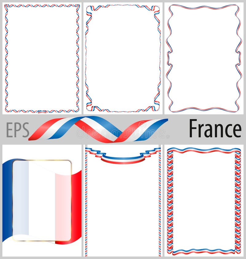 Set of 6 Frames and Borders with Coloring France Flag Stock Vector ...